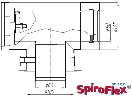 System kominkowy Termet Spiroflex Adapter Biały Ttw Trójnik 60/100 Na 80/125 Złączka Do Kotła Sx ...