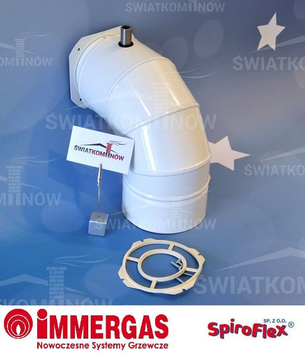 System kominkowy Immergas Spiroflex Adapter Biały Kolano 90° 60/100-80/125 Imk Z Odskraplaczem ...