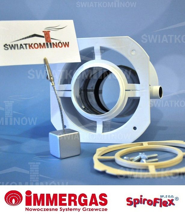 System kominkowy Immergas Spiroflex Adapter Biały Im Z Odskraplaczem 60/100 Na 60/100 Złączka Do ...