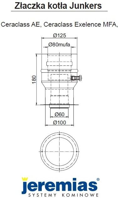 System kominkowy Junkers Jeremias Adapter 60/100 Na 80/125 Złączka Do Kotła Twin1820802080125 ...