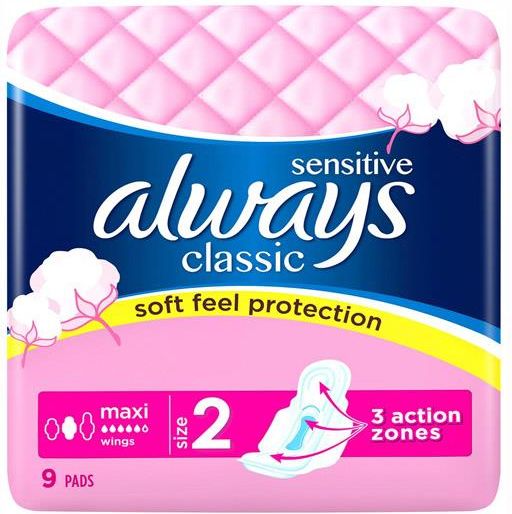 Always Classic Sensitive Maxi Podpaski ze skrzydełkami 9 sztuk - Opinie ...