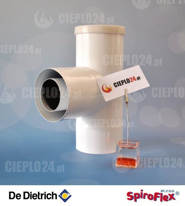 System kominkowy Spiroflex Adapter Trójnikowy Fi 60/100 Dwuścienny Z Deklem Biały Sx-Td60/100Tdb ...