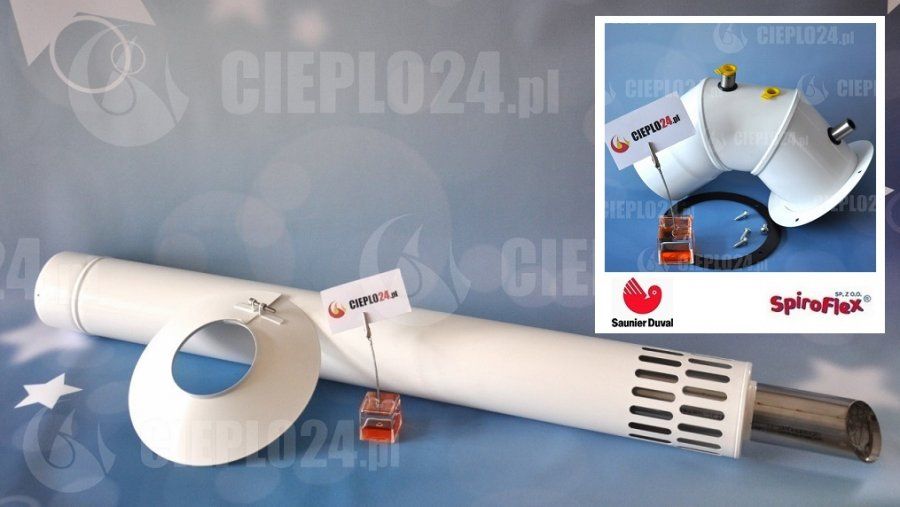 System kominkowy Spiroflex Zestaw Kominowy Biały Saunier Duval 60/100 Z Odskraplaczem Wyrzut ...