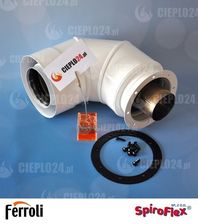 System kominkowy Spiroflex Adapter Ferroli Fk6/8 60/100-80/125 Kolano 90° Złączka do Kotła Sx-Td ...