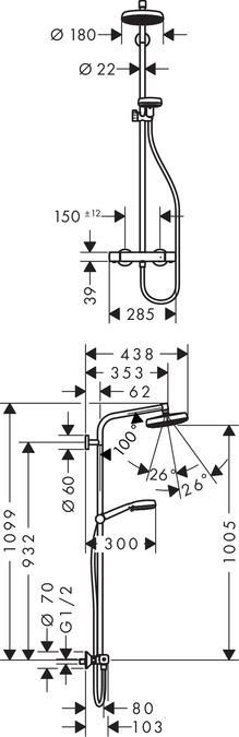 Zestaw prysznicowy Hansgrohe Komplet Crometta 160 1jet Crometta ...