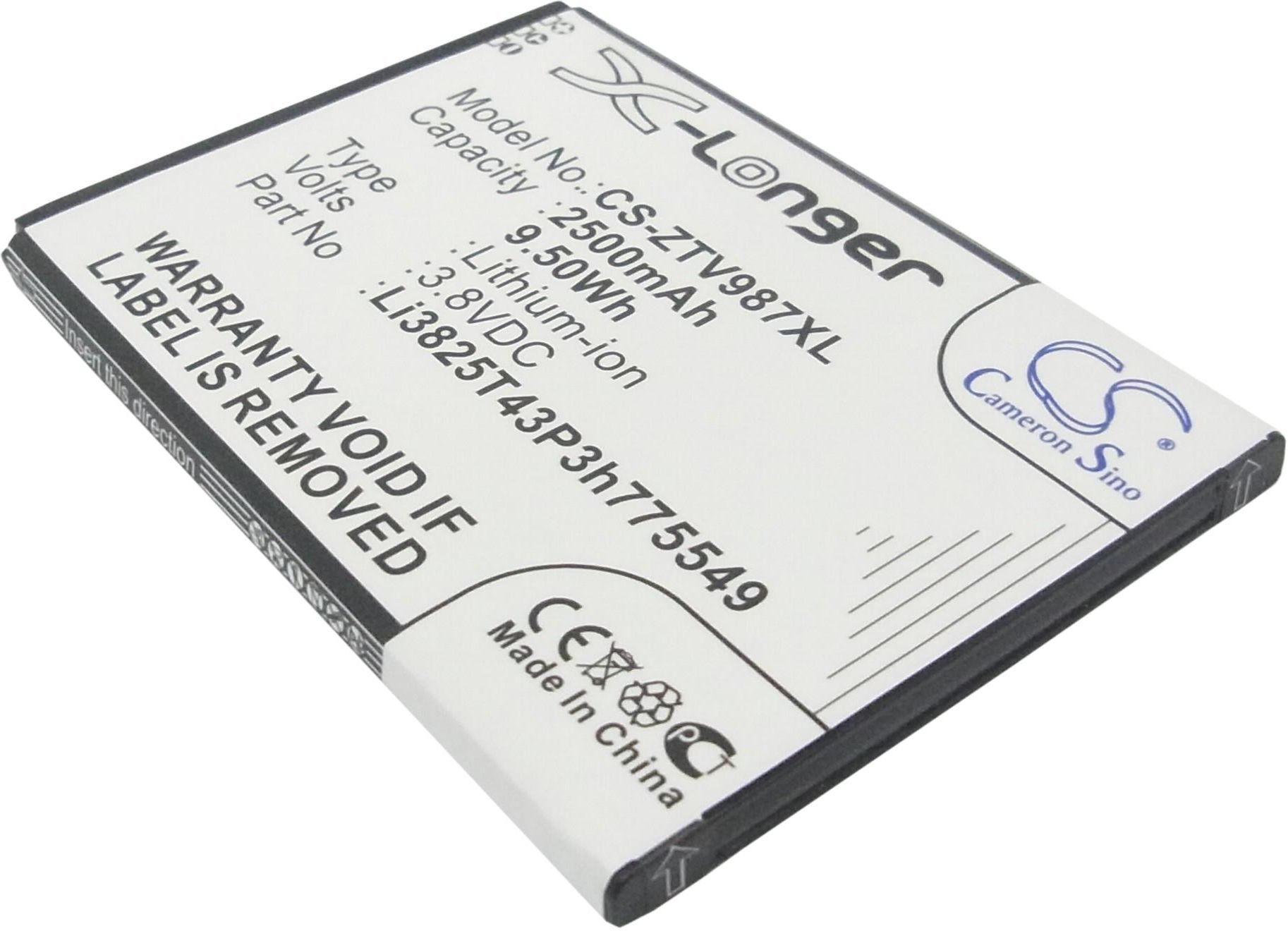 Bateria Cameron Sino Zte N919 / Li3825T43P3H775549 2500Mah 9.50Wh Li-Ion 3.8V (CS-ZTV987XL ...