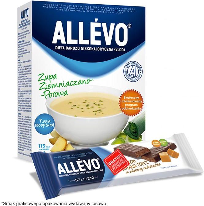 Allevo, Zupa Ziemniaczano-Porowa, 5 saszetek + ALLEVO BATON 57 G ...