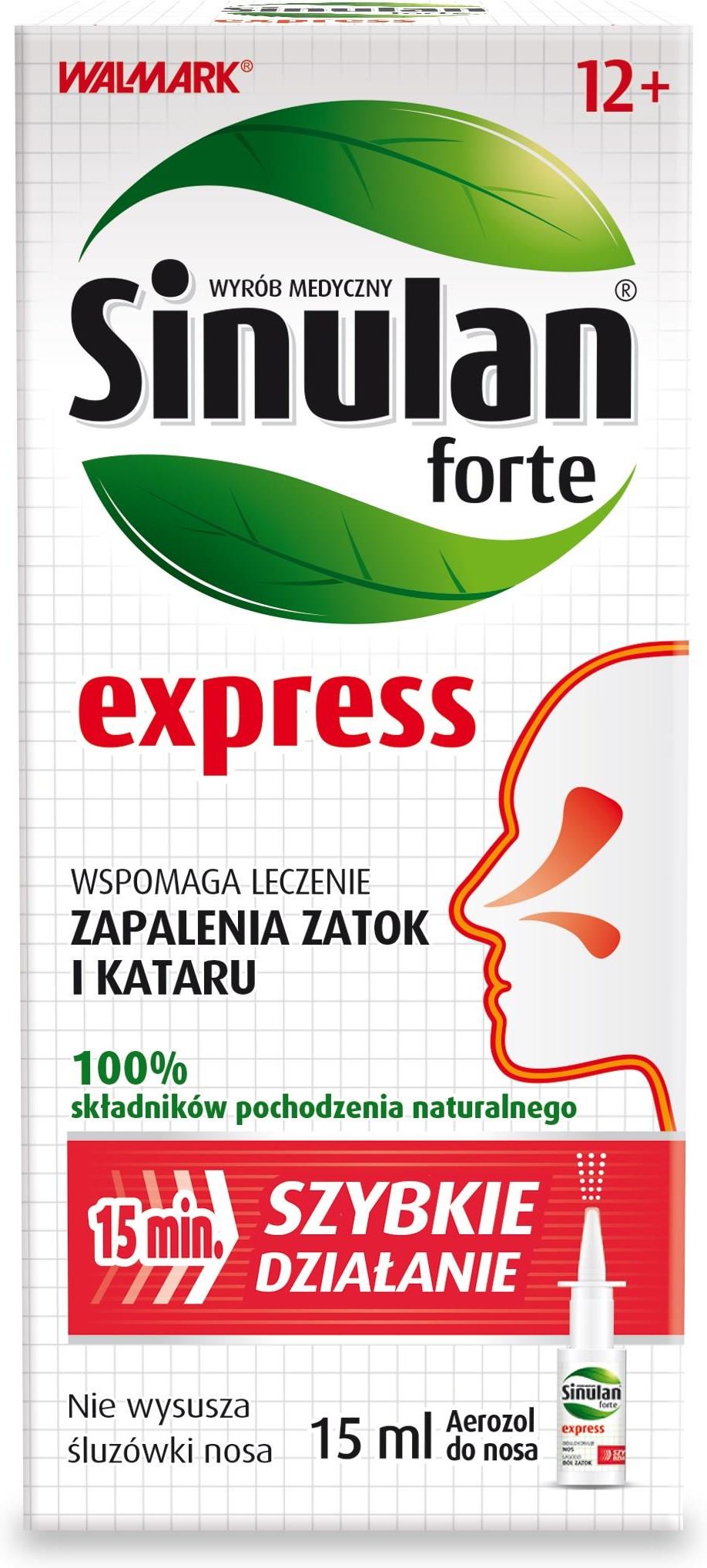 Sinulan Express Forte Spray dla dorosłych i młodzieży na zapalenie zatok przynosowych i nieżyt ...