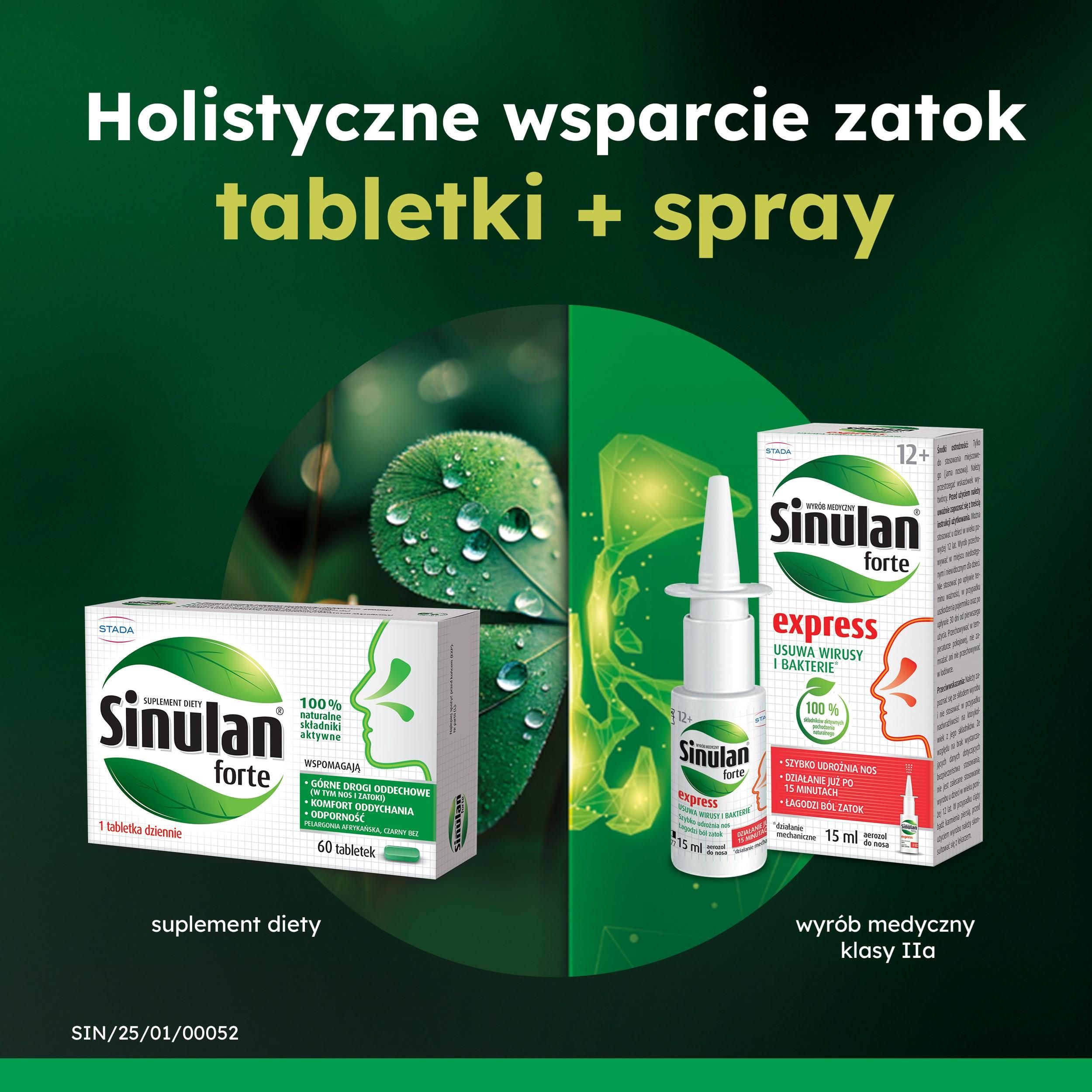 Sinulan Express Forte Spray dla dorosłych i młodzieży na zapalenie zatok przynosowych i nieżyt ...