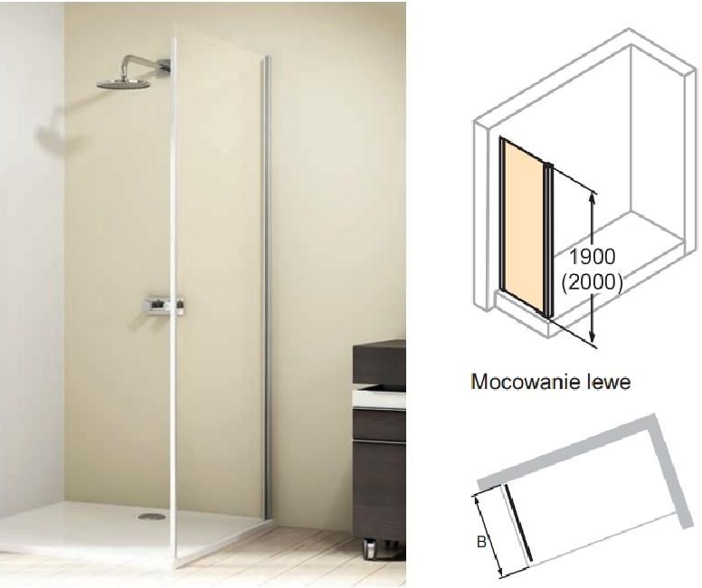 Huppe Design Elegance Ścianka boczna 200-1200x500-2000 lewa profile ...