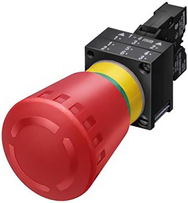 Siemens Przycisk Bezpieczeństwa 22/40Mm 1Z 1R 5-400V Ac/Dc Przez Obrót Etykietą Ip67 Czerwony ...