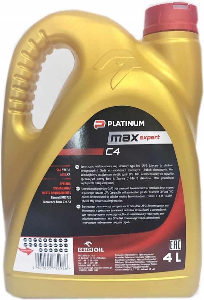 Olej silnikowy Platinum MAX EXPERT C4 5W/30 4L - Opinie i ceny na Ceneo.pl