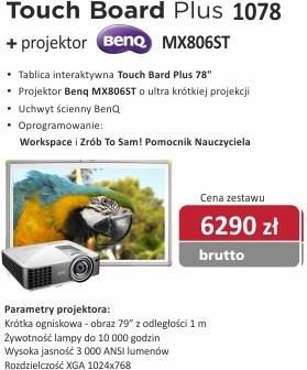 Tablica interaktywna Interwrite Tablica Touchboard Plus 1078 + Benq Mx 806 St + Uchwyt Ścienny ...