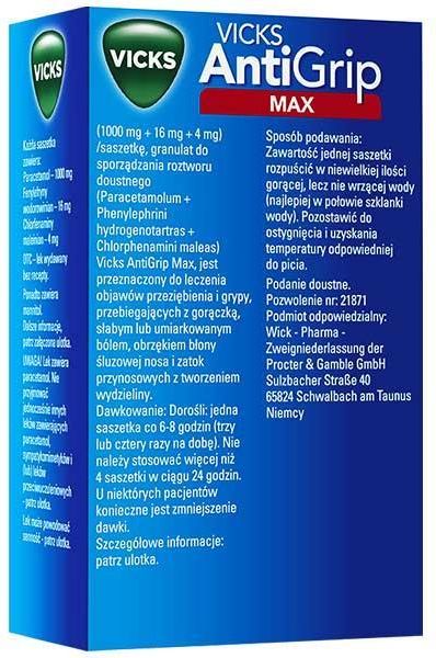 VICKS ANTIGRIP MAX Granulat na grypę i przeziębienie 14sasz. - Opinie i ...