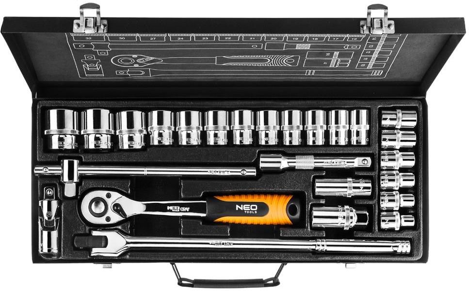 NEO Zestaw kluczy nasadowych 1/2 25szt. w metalowej walizce 08-674 - Opinie i ceny na Ceneo.pl