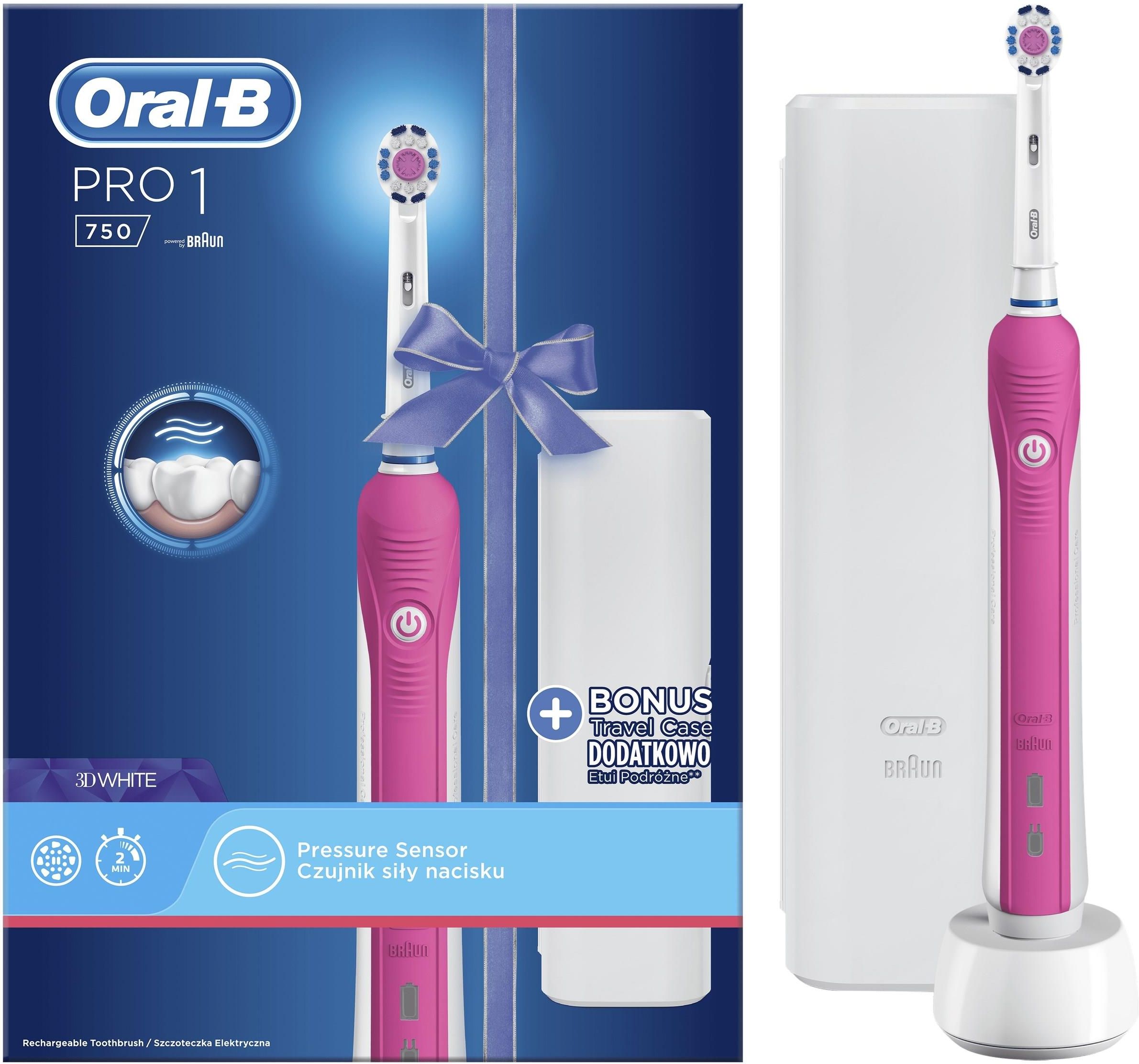 Szczoteczka elektryczna Oral-B Pro 750 różowa - Opinie i ceny na Ceneo.pl