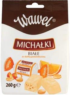Wawel Michałki Białe ze skórką pomarańczową Cukierki w białej polewie ...