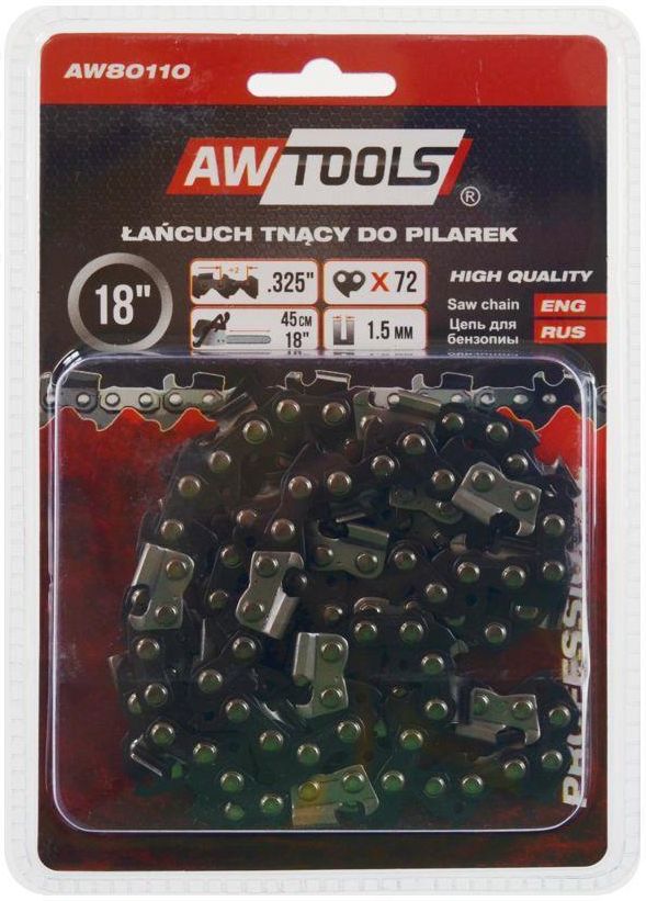 AW Tools Łańcuch tnący do pilarki 45cm(18) .325 1 5mm 72-ogniwa AW80110 ...
