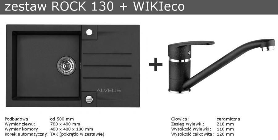 Zlewozmywak z baterią Alveus Rock 130 + WIKIeco czarny 1203091+2086191A ...