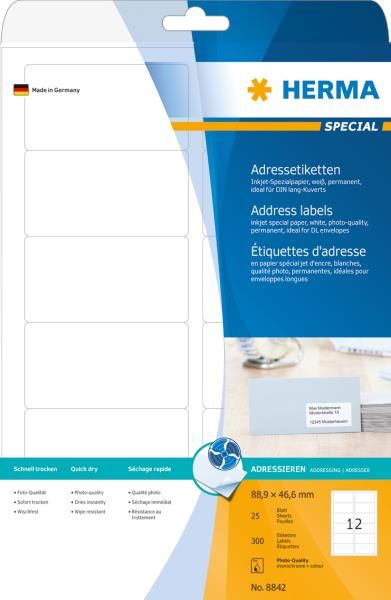 Herma Etykiety adresowe InkPrint 8842 A4 88.9 x 46.6mm papier biały ...