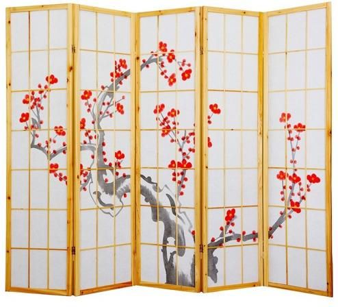 Vecotti Drewniany japoński parawan Kwiaty 5 segmentowy - Opinie i ...