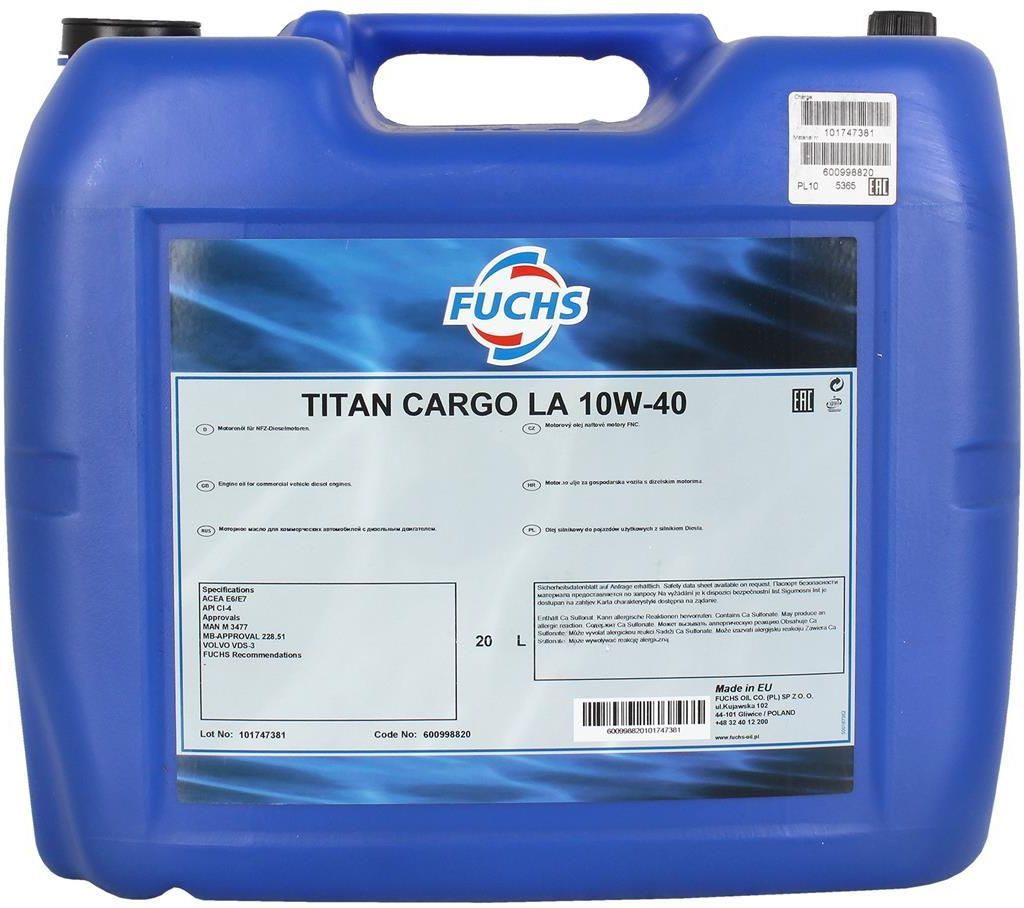 Olej silnikowy Fuchs Titan Cargo LA 10W-40 20L - Opinie i ceny na Ceneo.pl