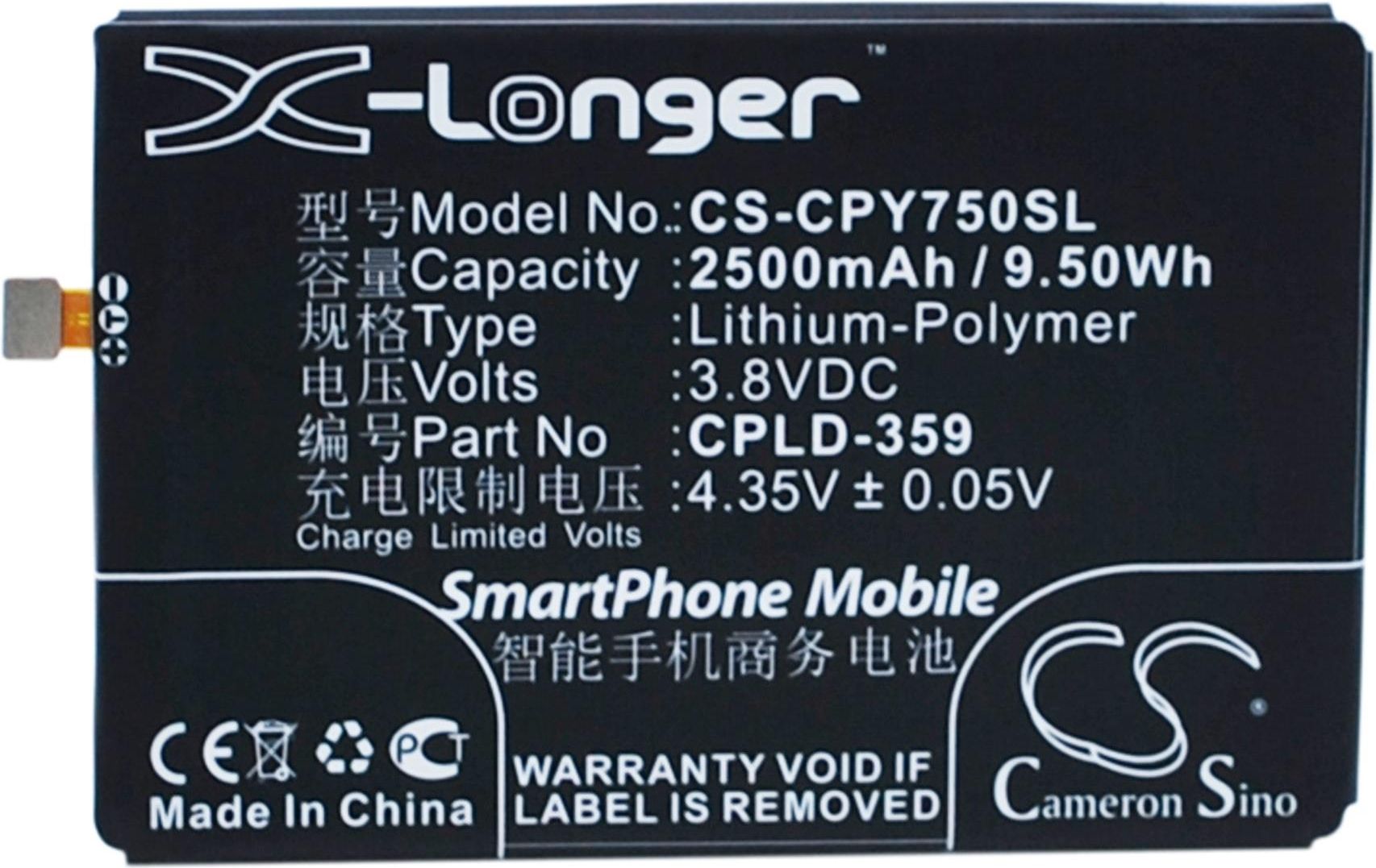 Bateria Cameron Sino Coolpad T2-C01/CPLD-359 2500mAh 9.50Wh Li-Polymer 3.8V (cscpy750sl ...