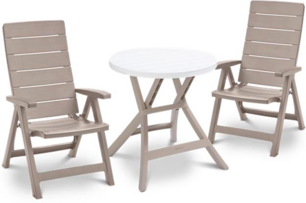Zestaw mebli ogrodowych Keter Brasilia/Oregon 2+1 Biały Cappuccino ...