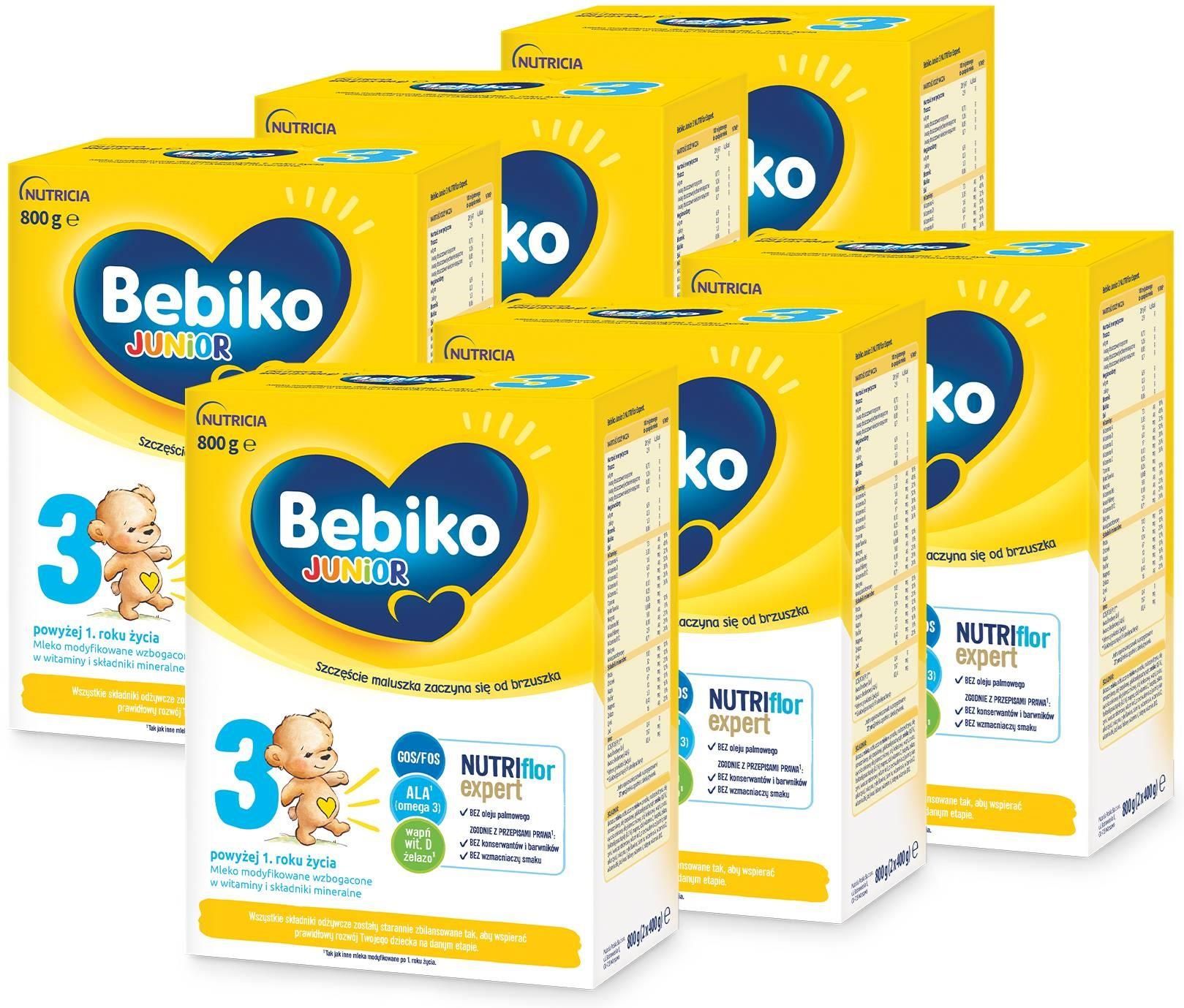 Bebiko Junior 3 Nutriflor Plus 6X800G - Ceny i opinie - Ceneo.pl