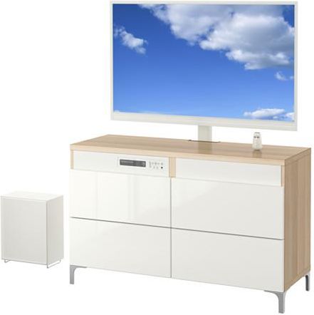Ikea Besta Uppleva Kombi Tv 48 21 System Dźwiękowy Dąb Bejcowany Biało ...