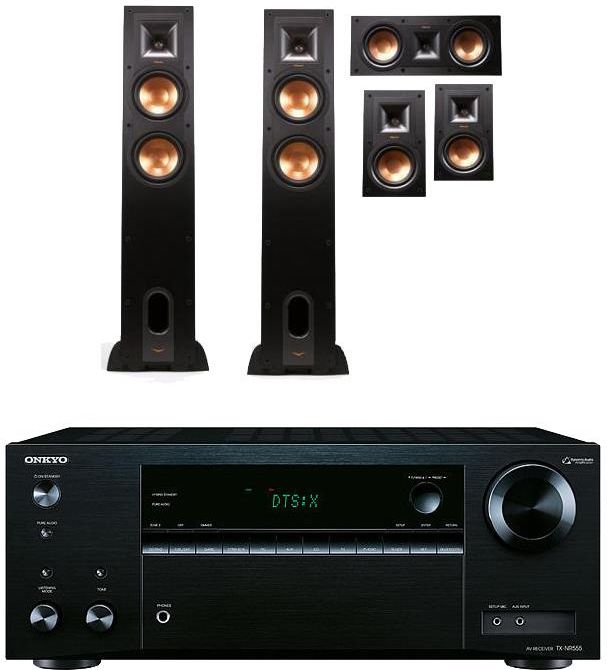 Kino domowe Onkyo TX-NR555 + Klipsch R-28F + R-25C +R-15M czarny ...