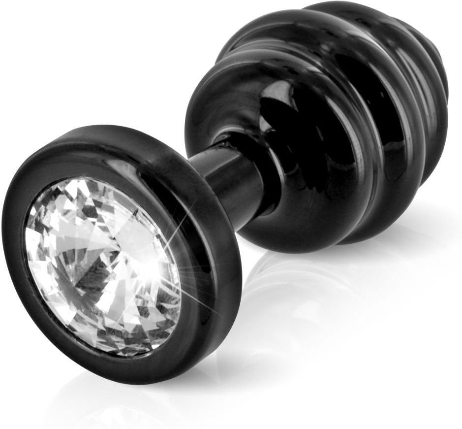 Diogol Plug analny zdobiony Ano Butt Plug Ribbed Black 25 mm Czarny ...