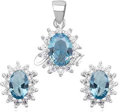 Sentiell Srebrny Modny Komplet Pr.925 Z Akwamarynową Cyrkonią ...