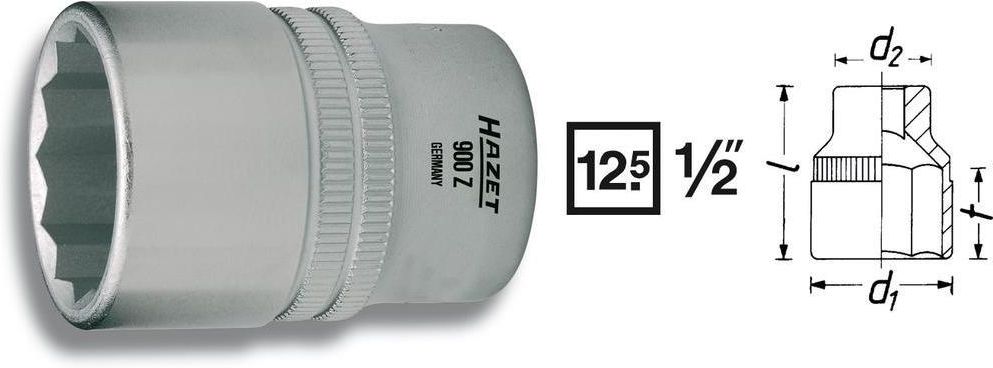 Hazet Nasadka 1/2 12.5 mm 900Z-17 zewnętrzny sześciokąt 17 mm 38 mm - Opinie i ceny na Ceneo.pl