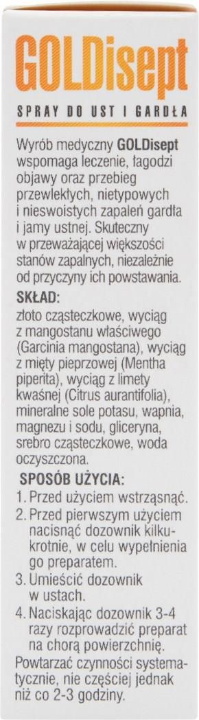 GOLDisept spray do ust i gardła 25 ml - Opinie i ceny na Ceneo.pl