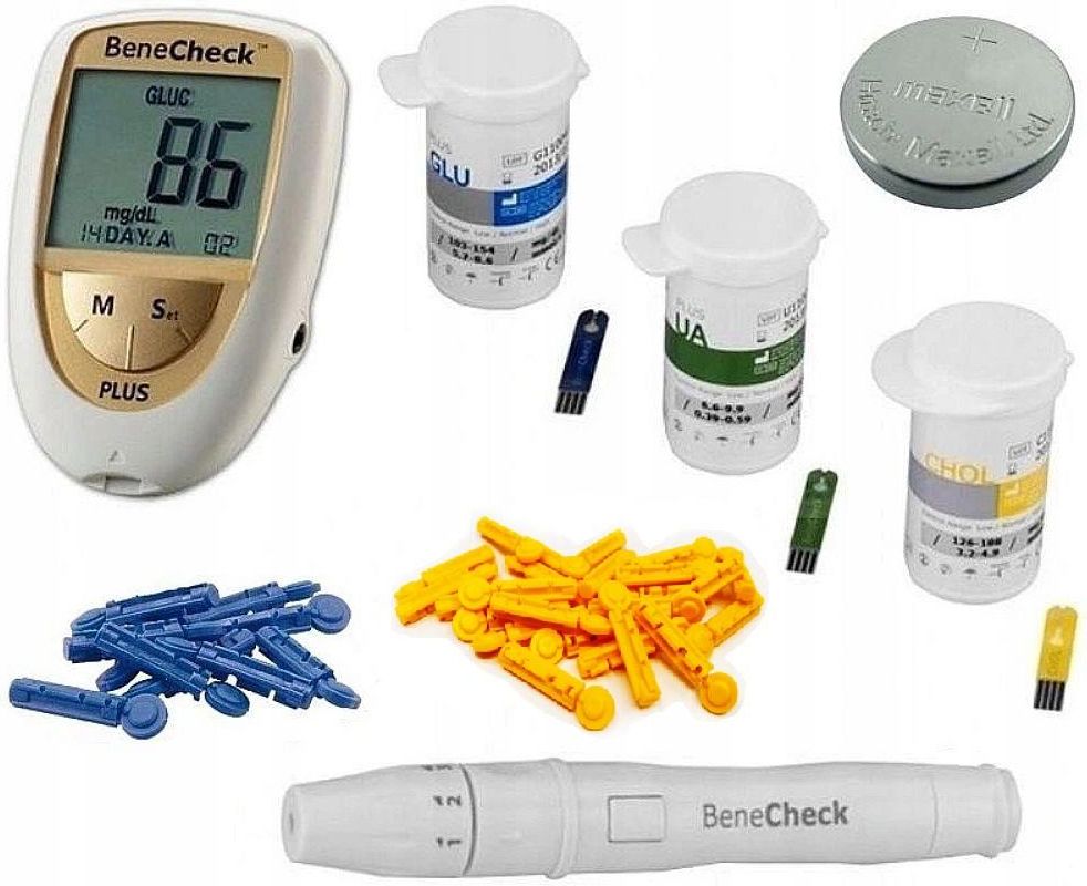 Benecheck Plus 3w1 monitor glukozy cholesterolu i kwasu moczowego ...