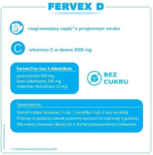 FERVEX D, granulat do sporządzania roztworu doustnego, 8 saszetek ...