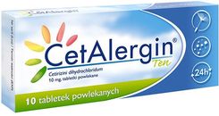 Lek na alergię Cetalergin 10mg 10 tabl. - Opinie i ceny na Ceneo.pl
