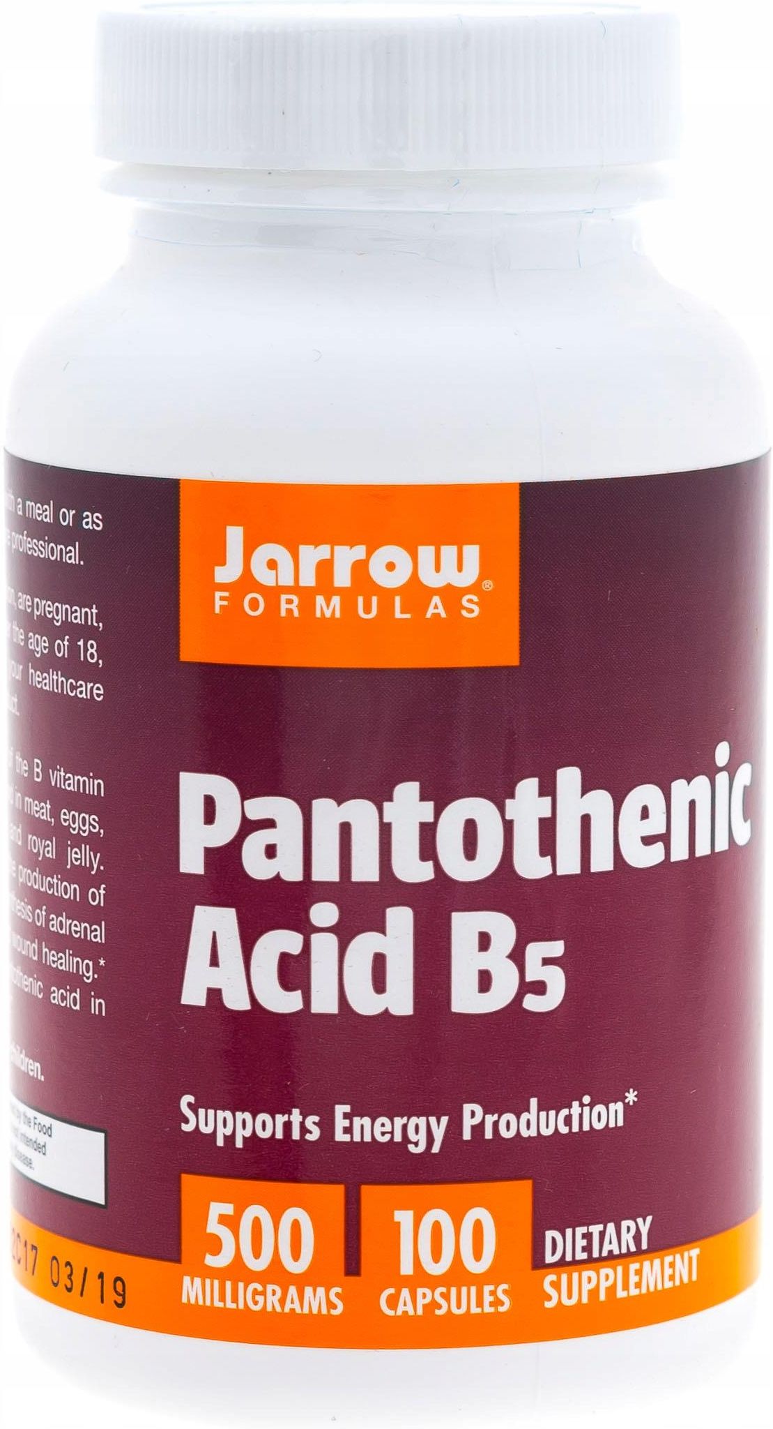 Jarrow Pantothenic acid B5 Kwas Pantotenowy Witamina B5 100 kaps ...