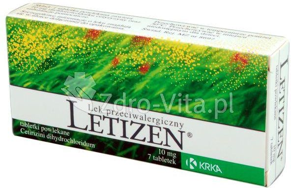 Lek na alergię Letizen 10 Mg, Tabl.Powl, 7 Szt - Opinie i ceny na Ceneo.pl