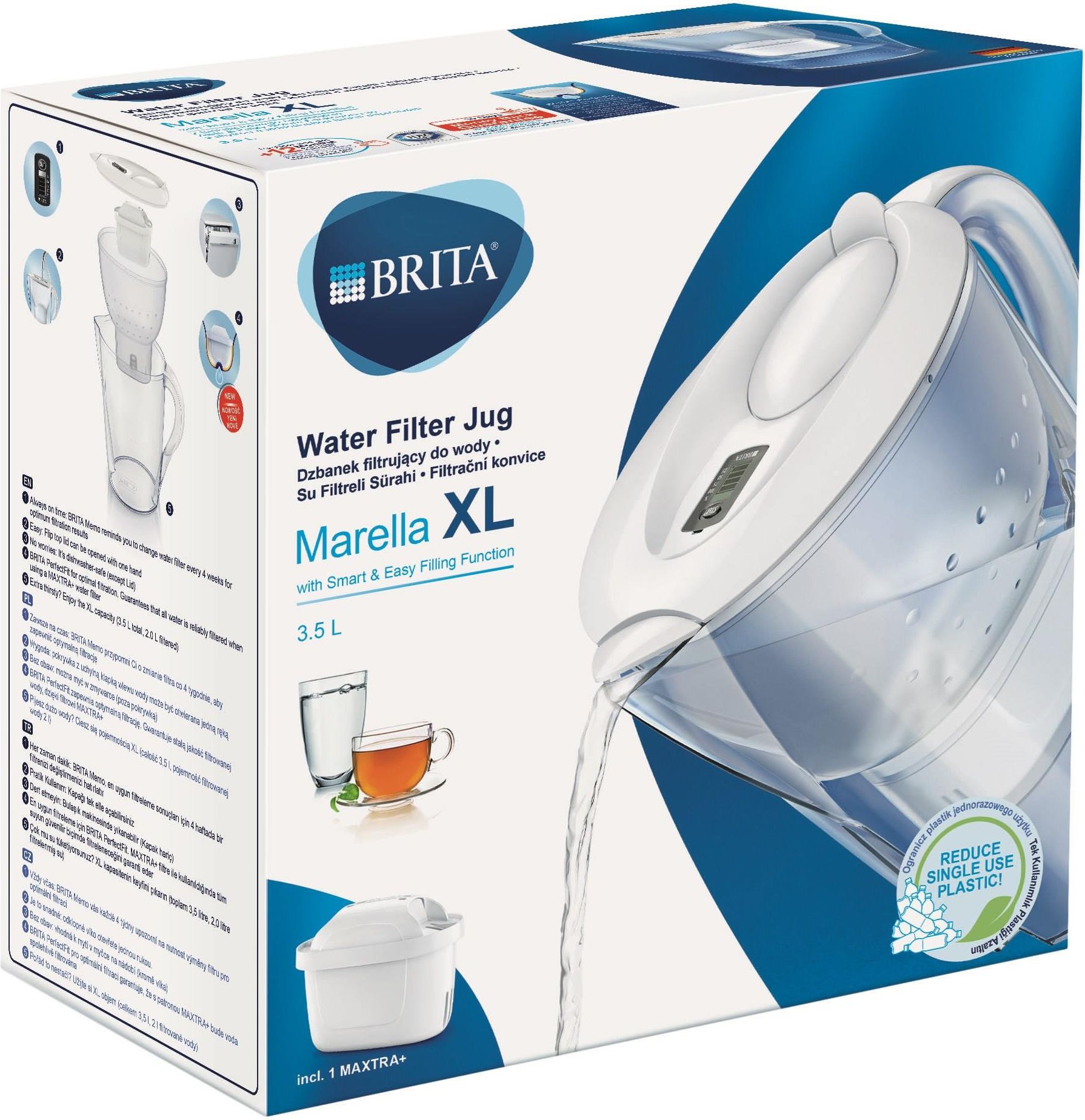 Dzbanek filtrujący BRITA Marella XL 3,5L biały + filtr Maxtra+ PP - Opinie i ceny na Ceneo.pl