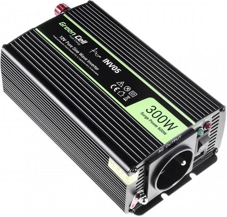 Przetwornica napięcia Green Cell Inwerter 12V na 230V 300W/600W INV05DE ...