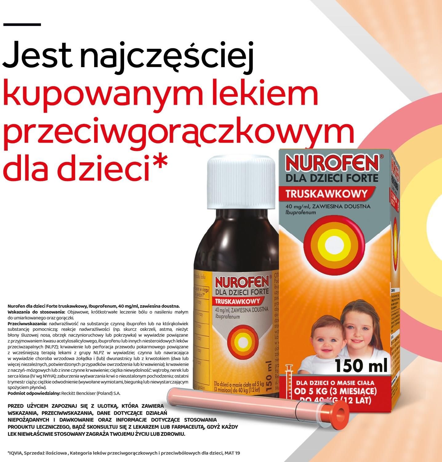 Nurofen dla dzieci Forte ibuprofen zawiesina 200 mg/5ml o smaku ...