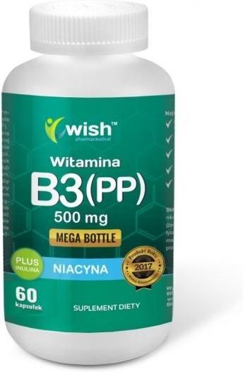 Kapsułki Wish Pharmaceutical Niacyna Witamina B3 PP 500mg + Inulina 60 ...