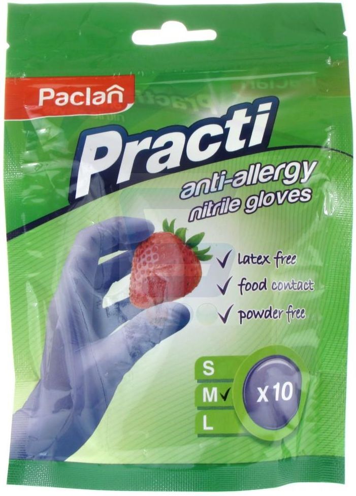 Paclan Practi Rękawice nitrylowe antyalergiczne rozmiar M 10 szt ...