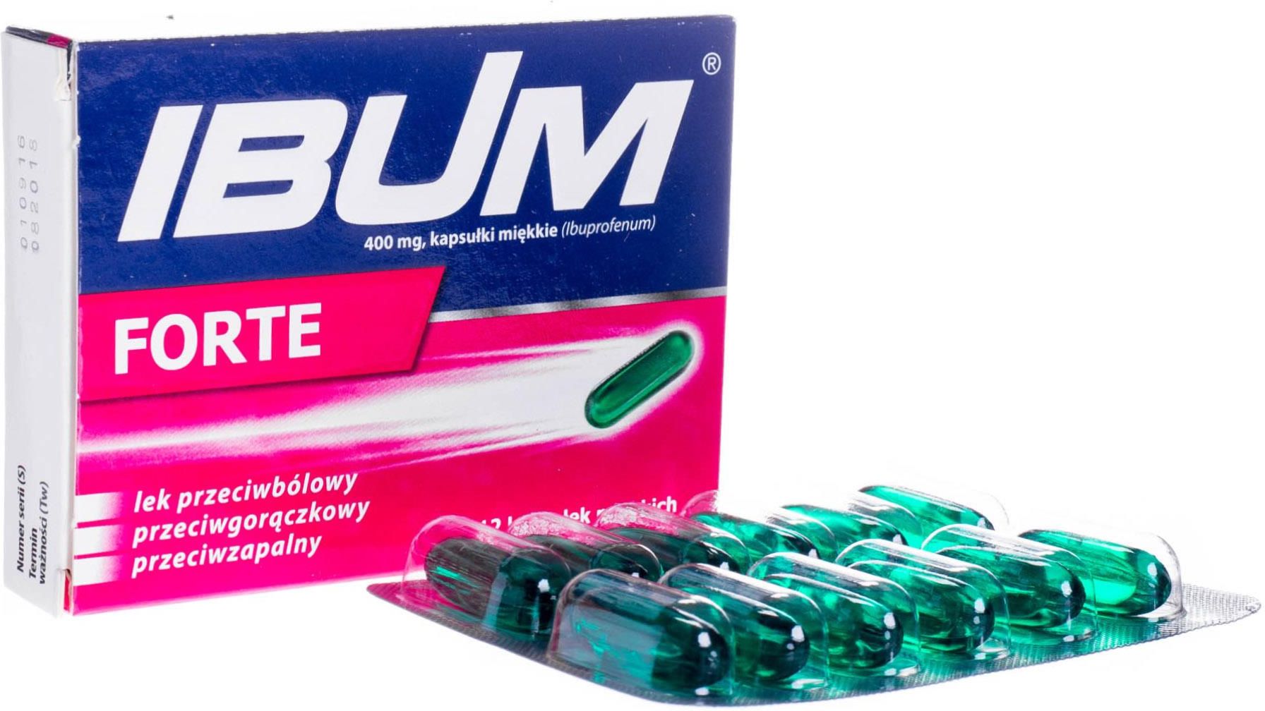 Leki przeciwbólowe IBUM Forte 400 mg 12 kaps. - Opinie i ceny na Ceneo.pl