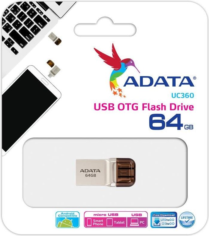 Pendrive Adata USB UC360 OTG 64GB Metal (AUC36064GRGD) - Opinie i ceny na Ceneo.pl