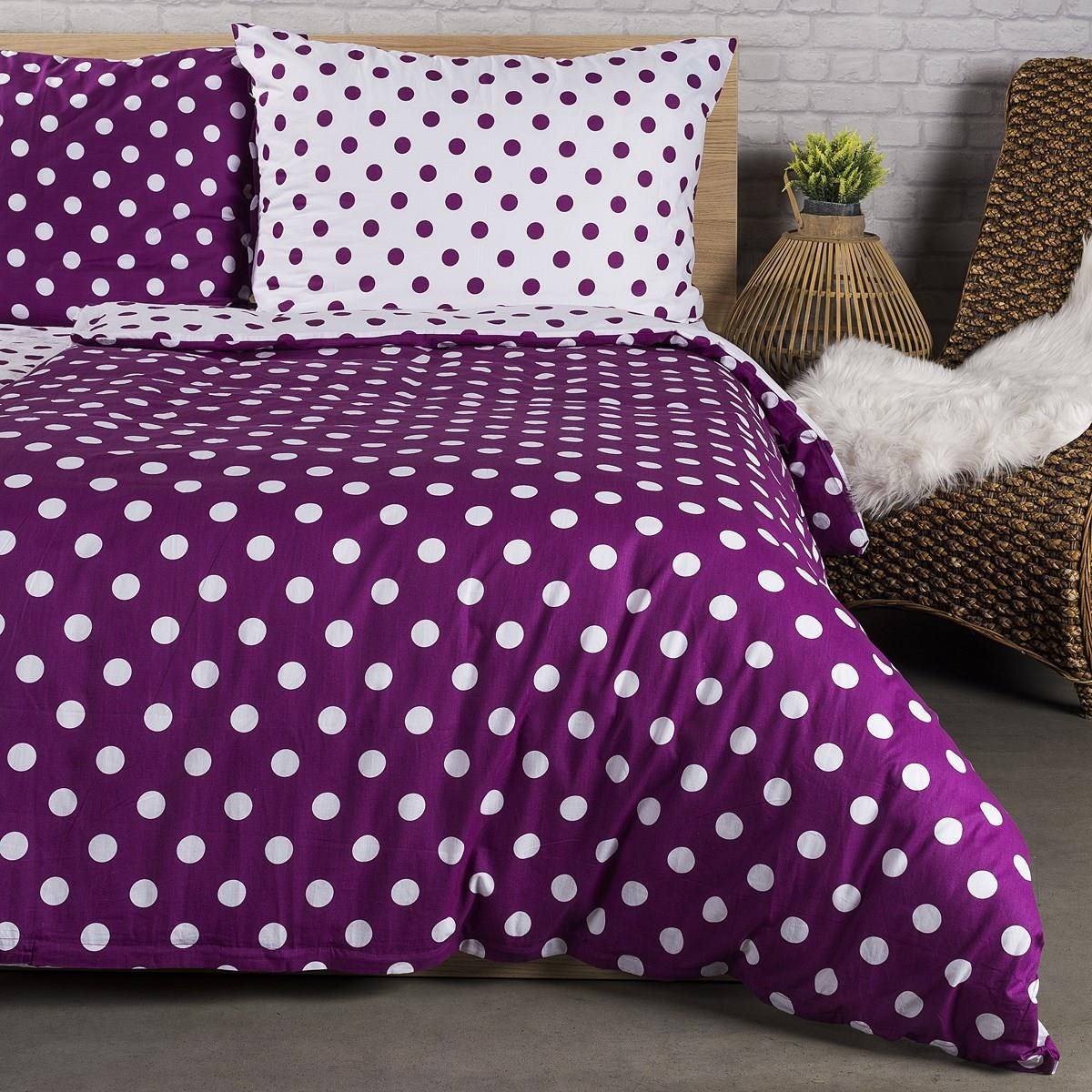 4Home Po ciel Bawe niana Fioletowa Kropka 140 X 220 Cm 70 X 90 Cm