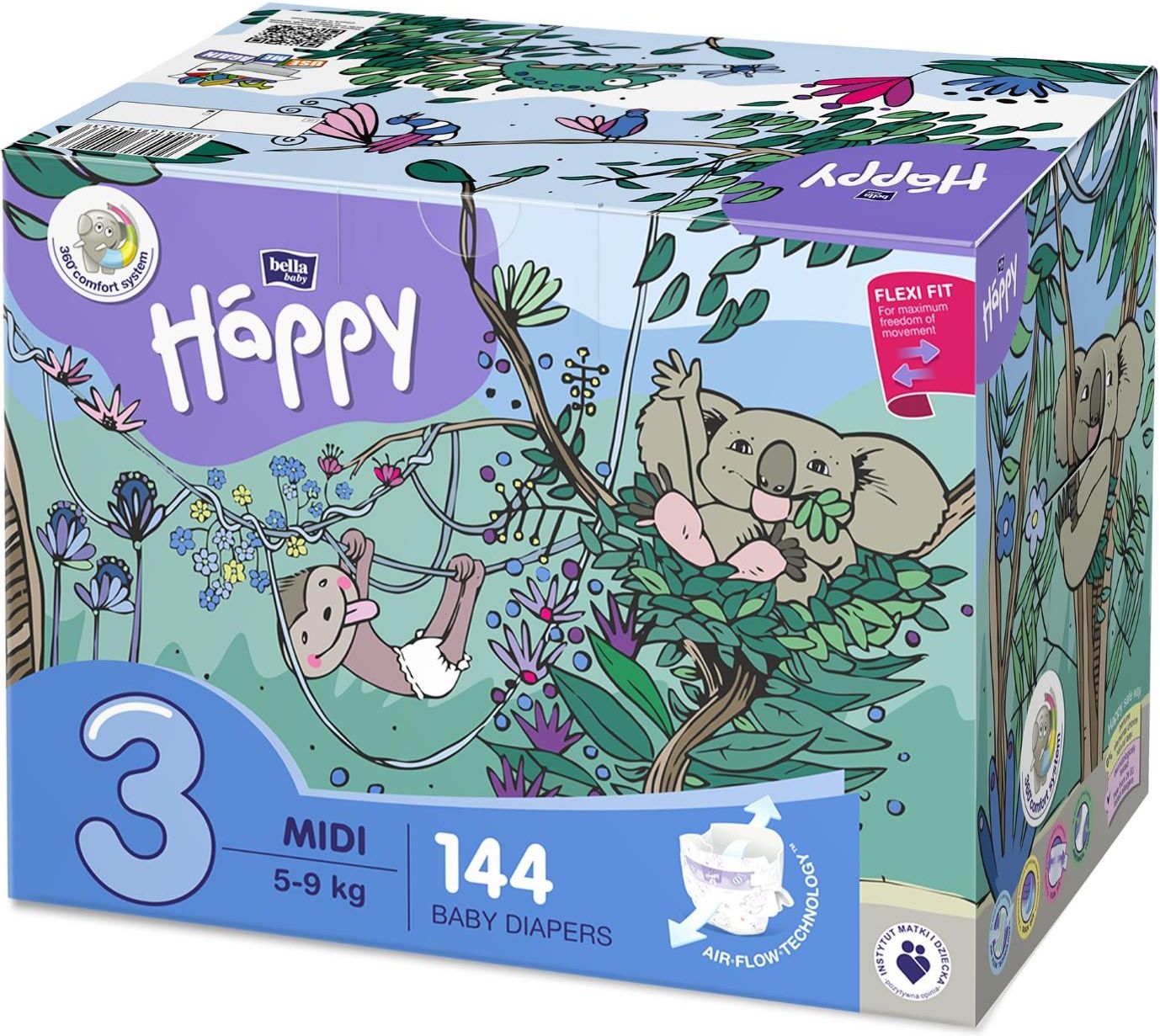 Bella Happy Midi 3 (5-9Kg) Box 144 Szt. - Pieluszki jednorazowe 3 dla ...