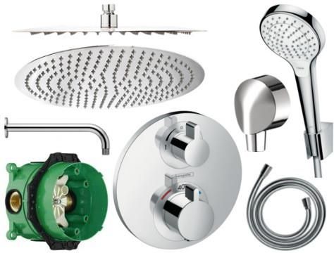 Zestaw prysznicowy Hansgrohe Termostat + Rea 25cm 01800180+15758000 ...